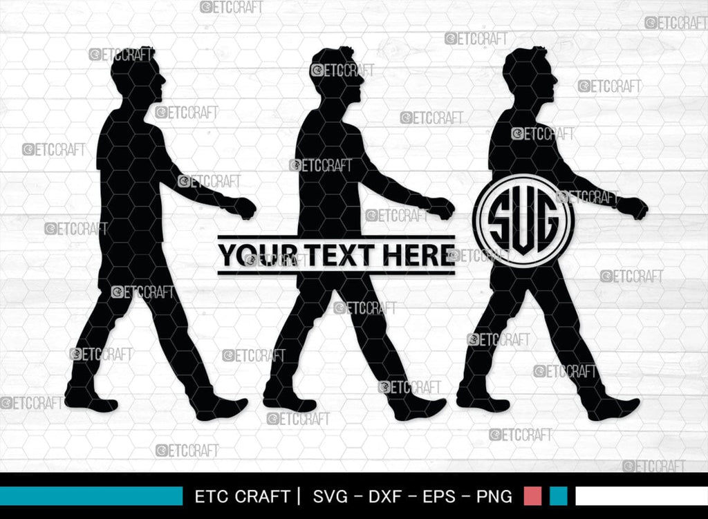 Man Walking Monogram, Man Walking Silhouette, Man Walking SVG, Man Svg ...