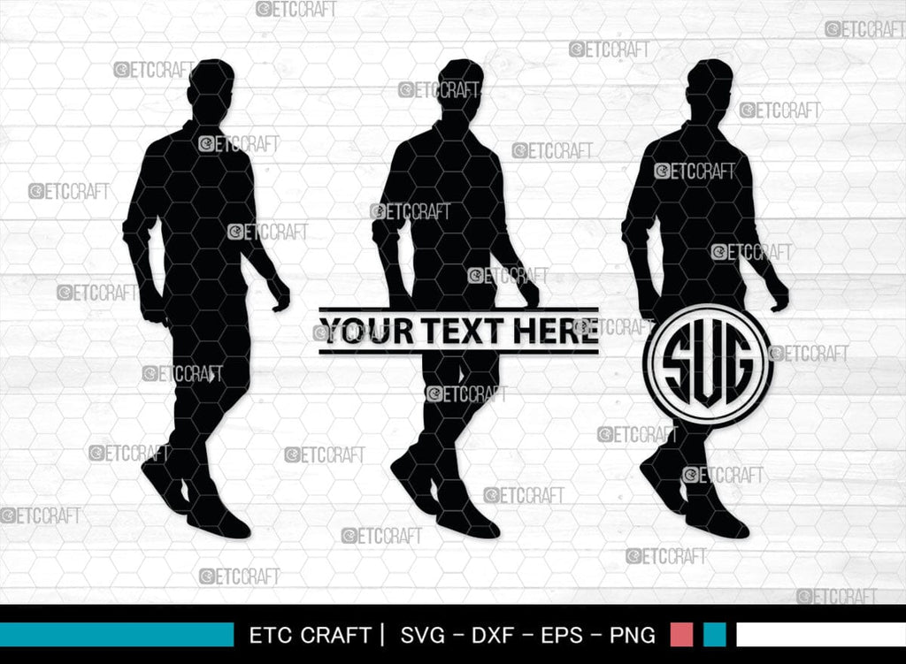 Man Walking Monogram, Man Walking Silhouette, Man Walking SVG, Man Svg ...