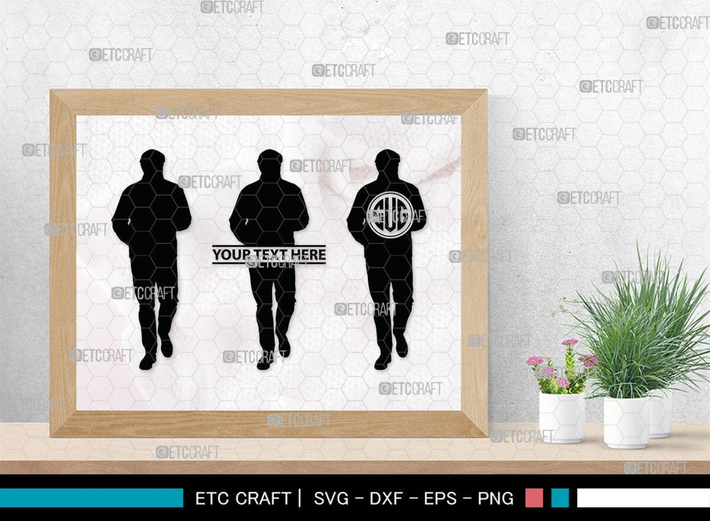 Man Walking Monogram, Man Walking Silhouette, Man Walking SVG, Man Svg ...