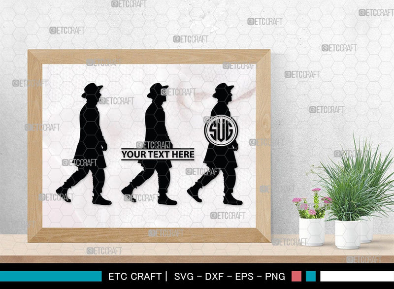 Man Walking Monogram, Man Walking Silhouette, Man Walking SVG, Man Svg ...