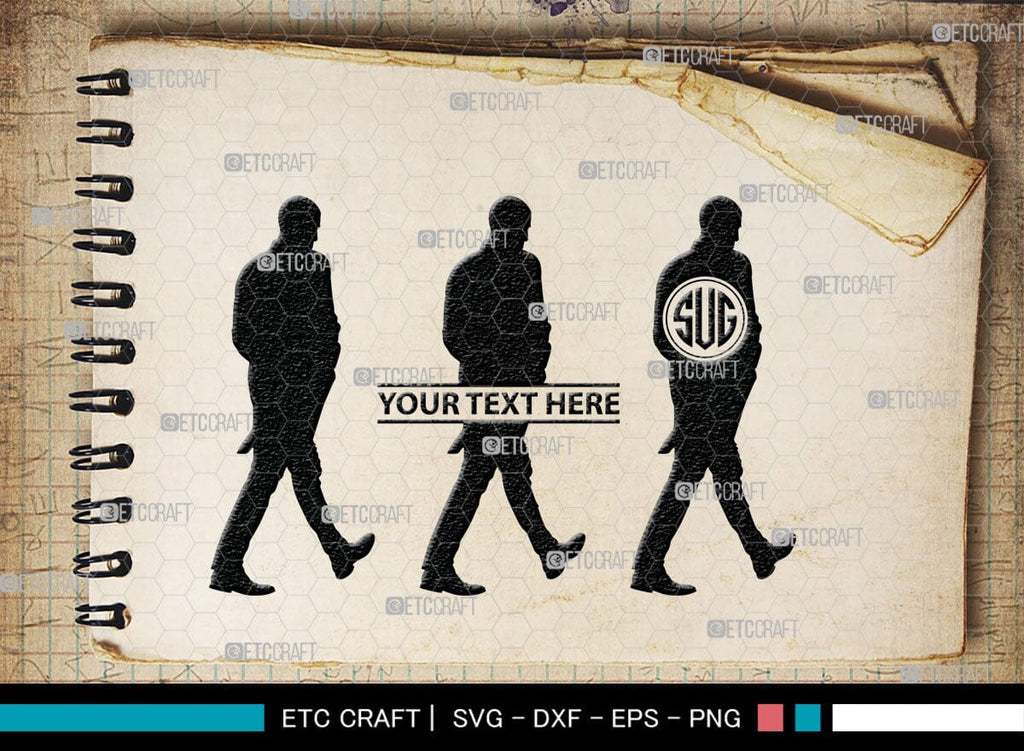 Man Walking Monogram, Man Walking Silhouette, Man Walking SVG, Man Svg ...