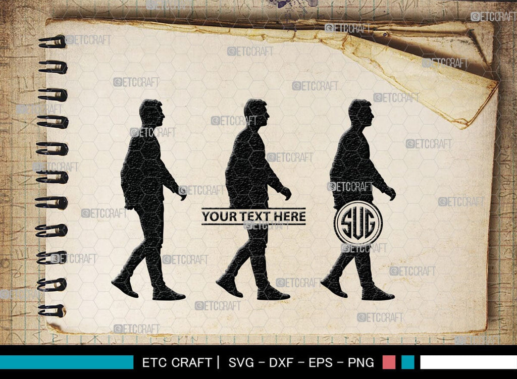 Man Walking Monogram, Man Walking Silhouette, Man Walking SVG, Man Svg ...