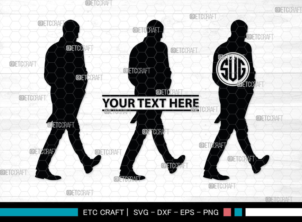 Man Walking Monogram, Man Walking Silhouette, Man Walking SVG, Man Svg ...