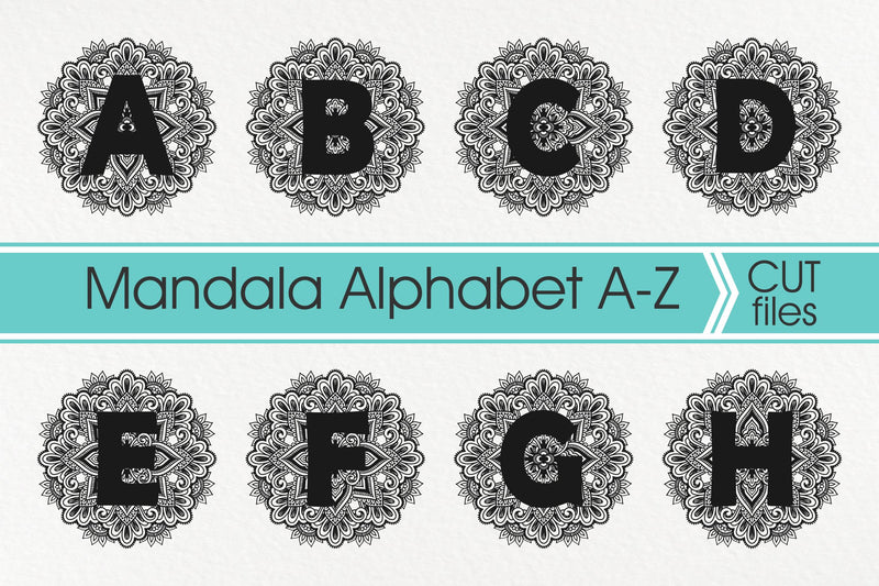Mandala Alphabet Svg, Mandala Letter Svg, Zentangle Alphabet Svg ...