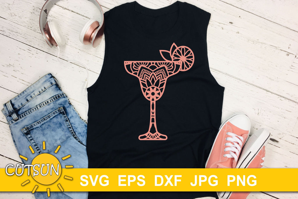 Mandala Cocktail SVG cut file - So Fontsy