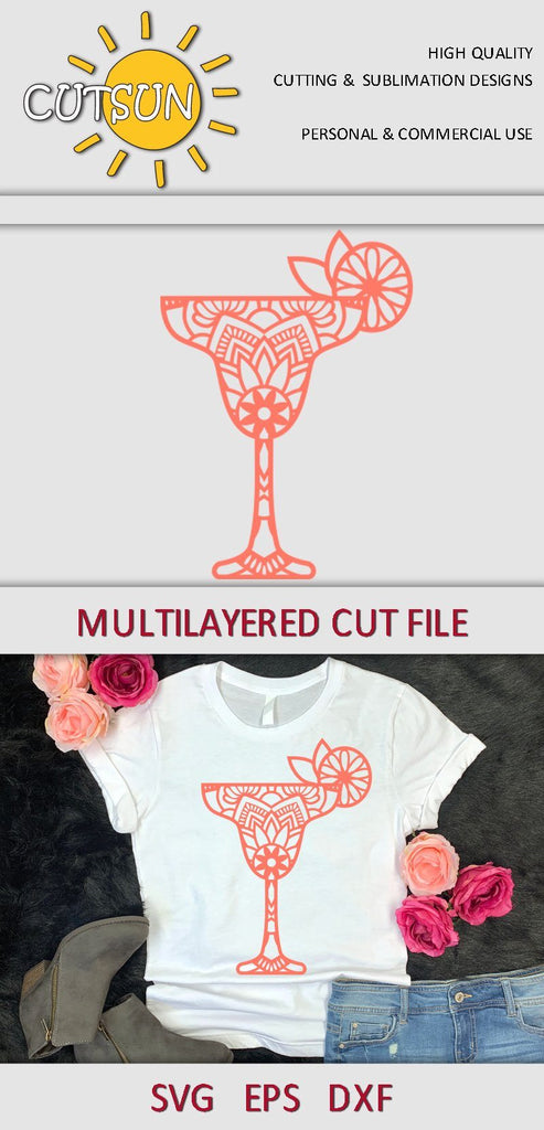 Mandala Cocktail SVG cut file - So Fontsy