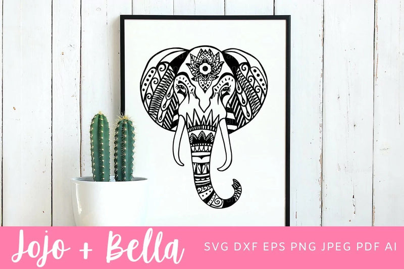 Mandala Elephant Head SVG, Zentangle Elephant Face Svg, Mandala ...
