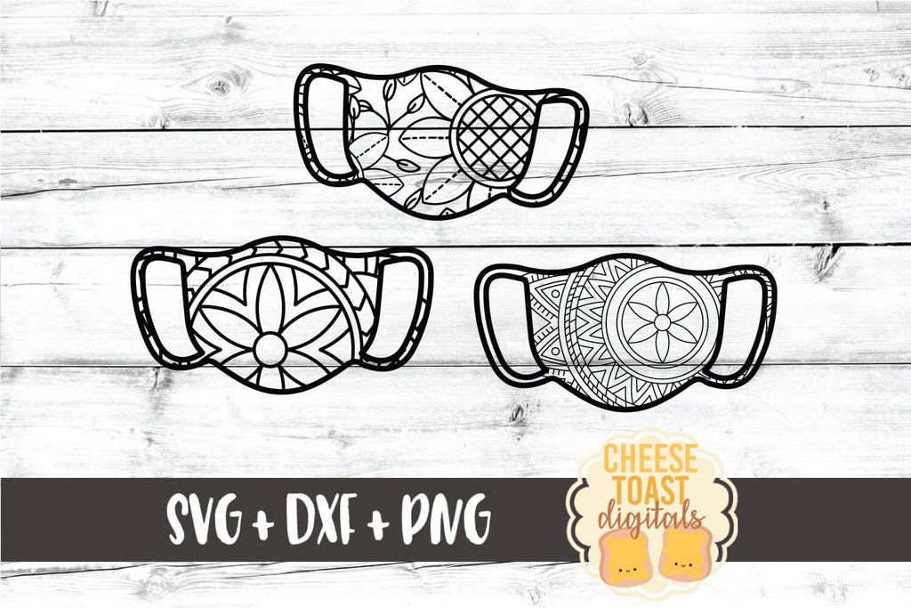Mandala Face Mask Set | Face Mask Holder SVG - So Fontsy