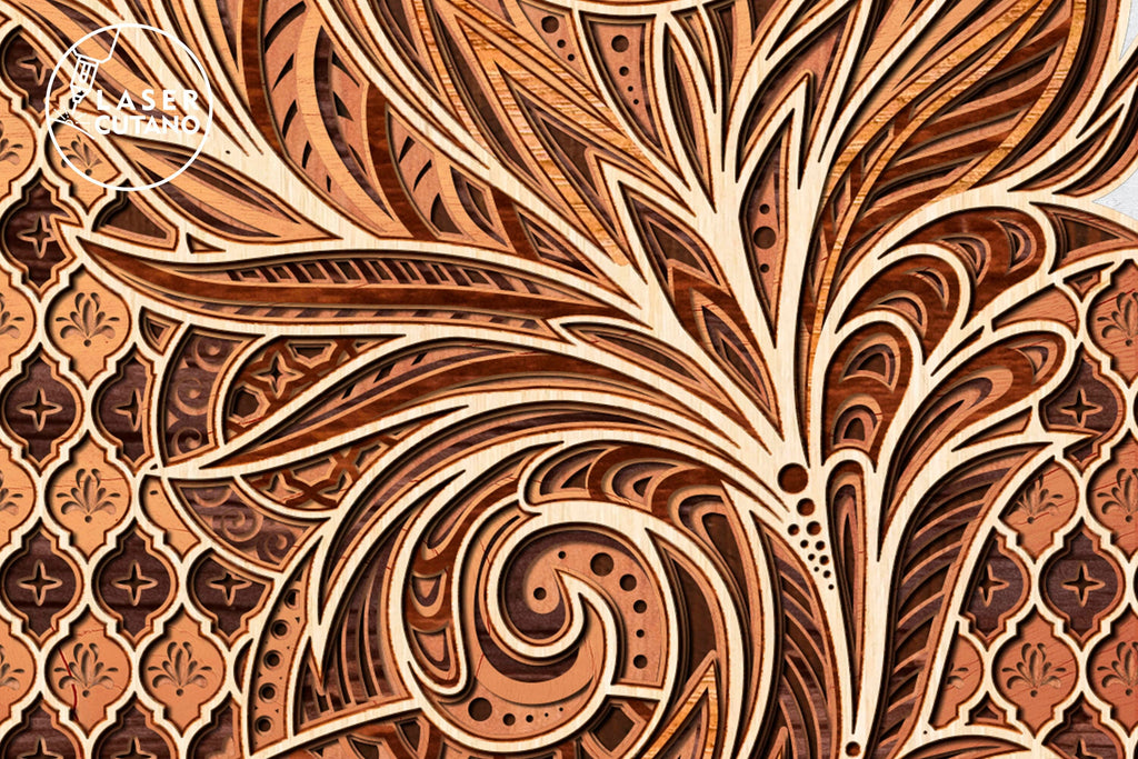 MANDALA FEATHER Multilayer Laser Cut Decoration, Wall Art - So Fontsy