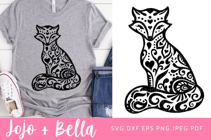 Mandala Fox SVG, Zentangle Svg, Mandala svg, Fox svg file, Tribal Fox ...