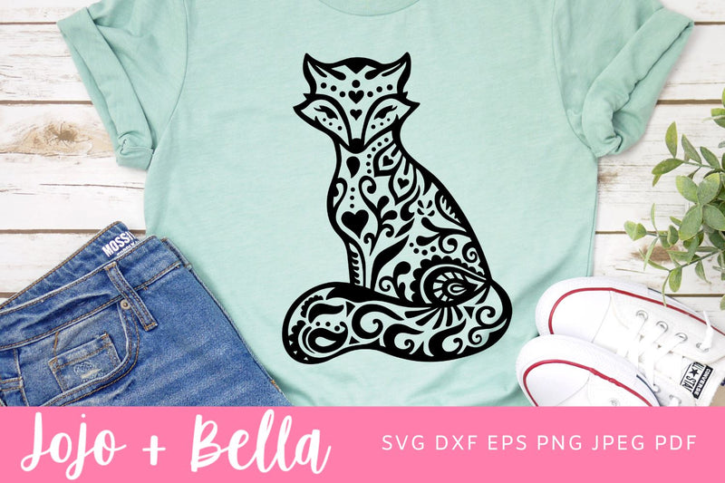 Mandala Fox SVG, Zentangle Svg, Mandala svg, Fox svg file, Tribal Fox ...