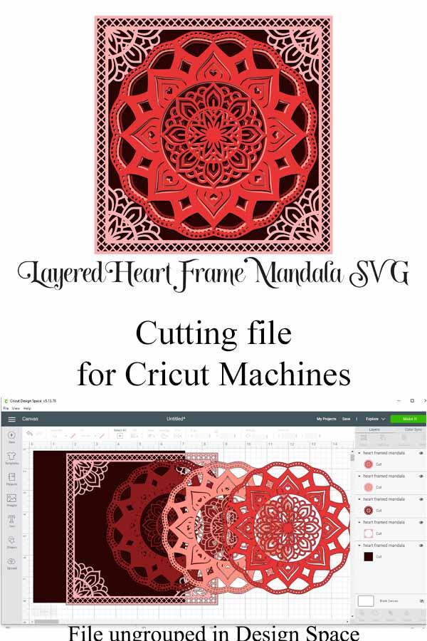 Mandala Heart Frame Layered SVG - 5 Layers - So Fontsy
