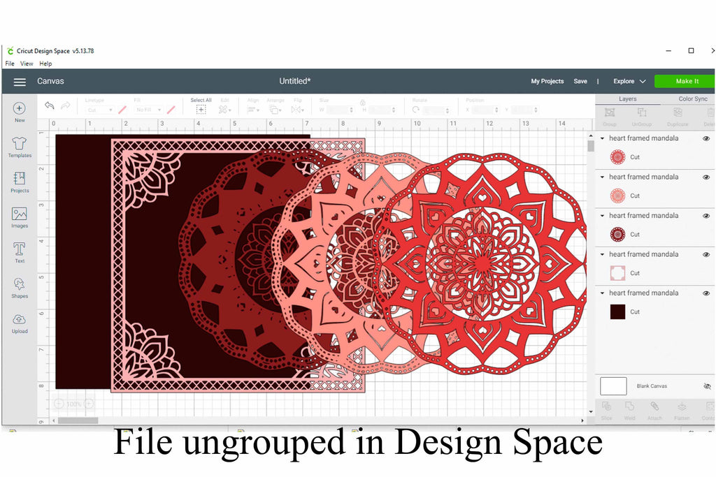 Mandala Heart Frame Layered SVG - 5 Layers - So Fontsy