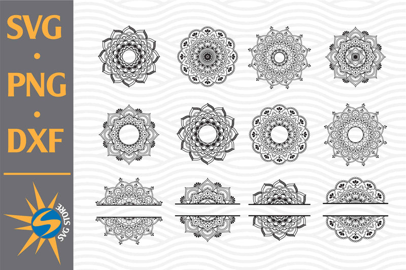 Mandala Monogram, Split Mandala SVG, PNG, DXF Digital Files Include ...