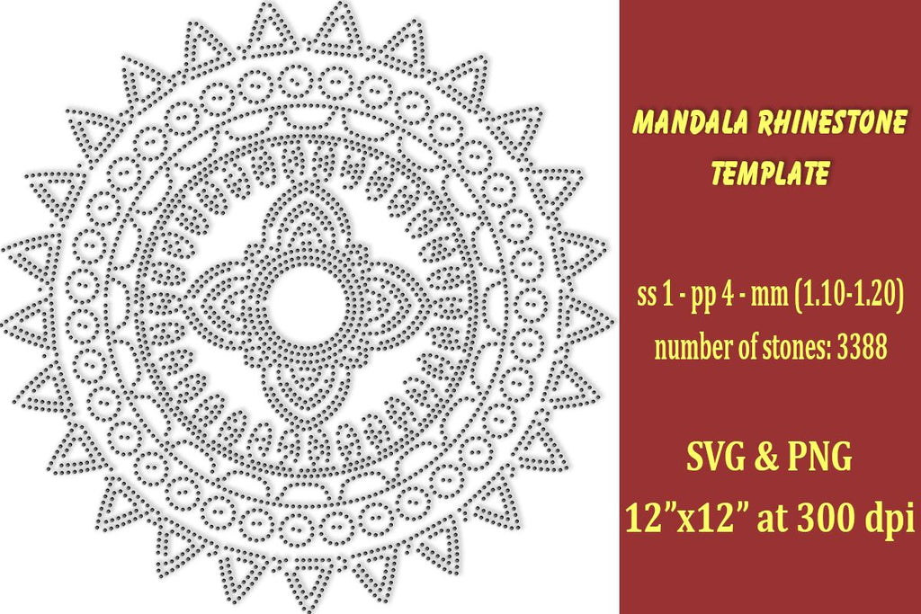Mandala Rhinestone Template - So Fontsy