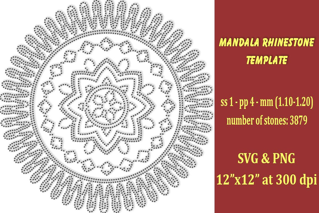 Mandala Rhinestone Template - So Fontsy