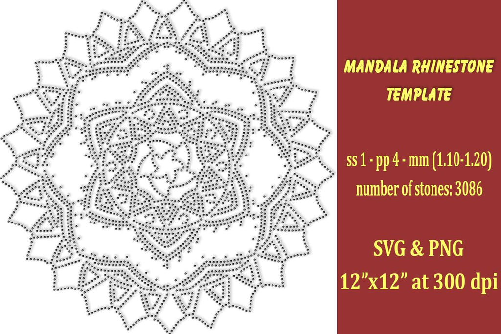 Mandala Rhinestone Template - So Fontsy