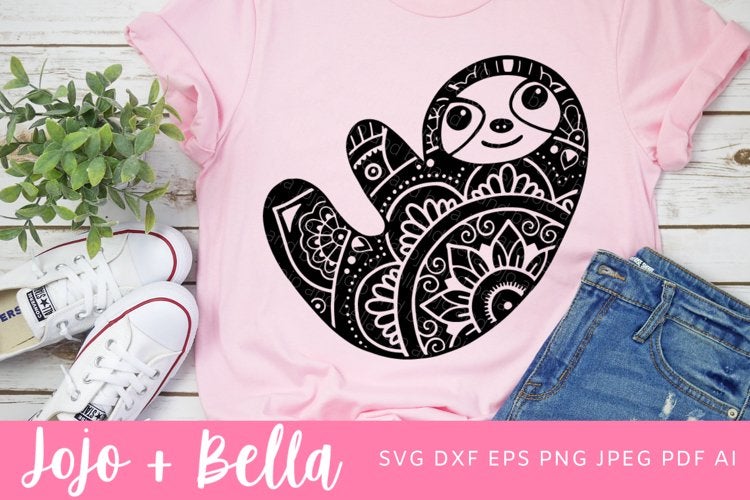 Mandala Sloth SVG, Zentangle Sloth SVG, Cute Sloth SVG, Patterned Sloth ...
