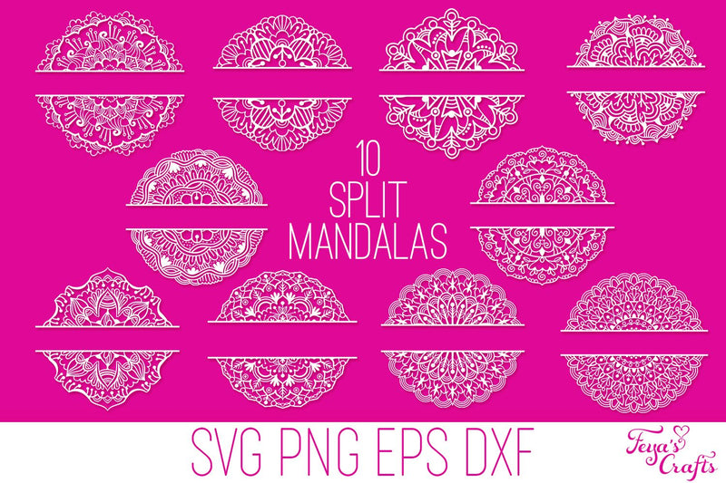 Mandala SVG Cut Files Bundle: 30 Regular Mandalas, Split Mandalas & Mo - So Fontsy