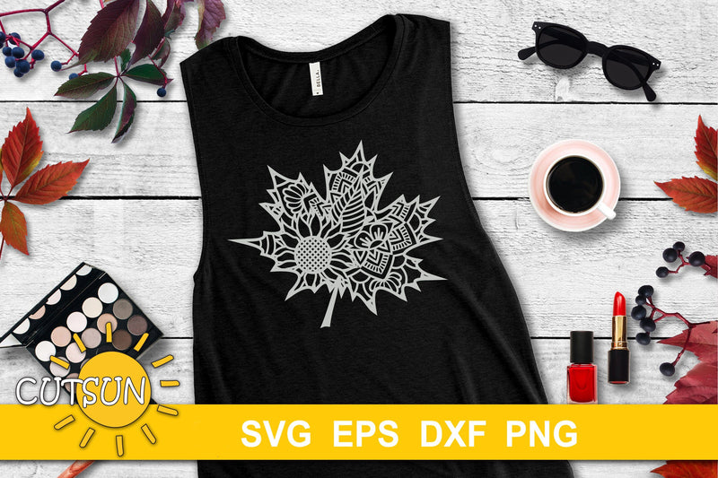 Maple Leaf Mandala SVG | Fall SVG | Autumn SVG - So Fontsy