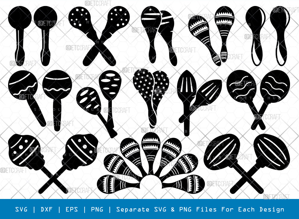 Maracas Pair SVG, Toys Silhouette, Mexican Toys Svg, Mini Maracas Svg ...