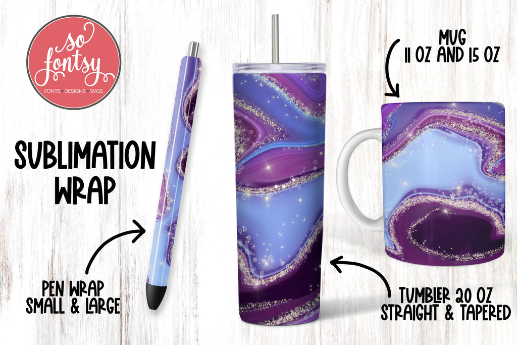 Marble gems sublimation wrap set - So Fontsy