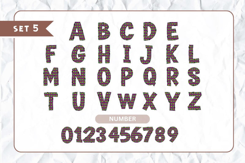 Mardi Gras Doodle Alphabet with Hand Drawn Numbers & Clipart - So Fontsy