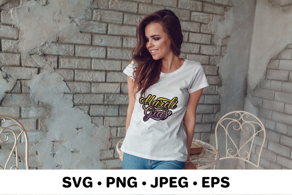 Mardi Gras sublimation. Calligraphy lettering. Fat Tuesday. - So Fontsy