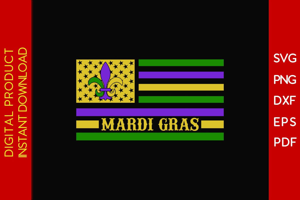 Mardi Gras USA Flag SVG PNG PDF Cut File - So Fontsy