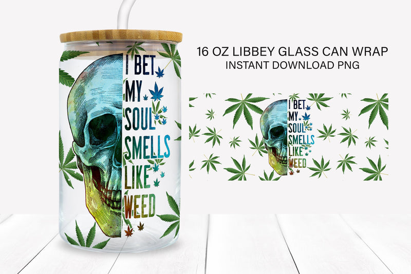 Marijuana Libbey Glass Wrap PNG For Sublimation - So Fontsy