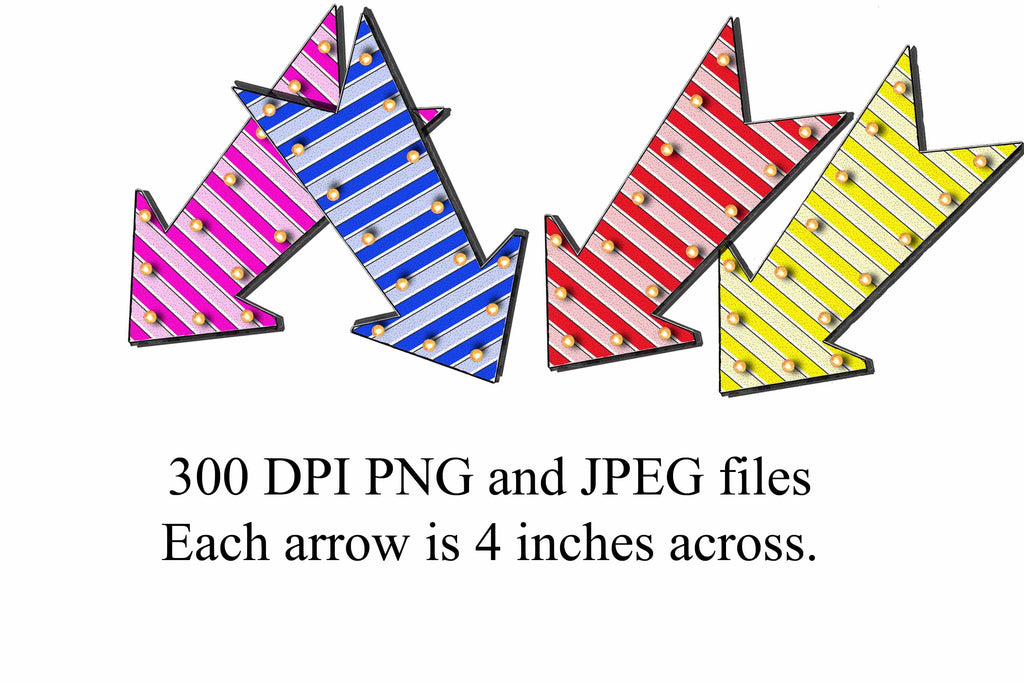 Marquee Arrow Clipart - Retro Stripes - So Fontsy