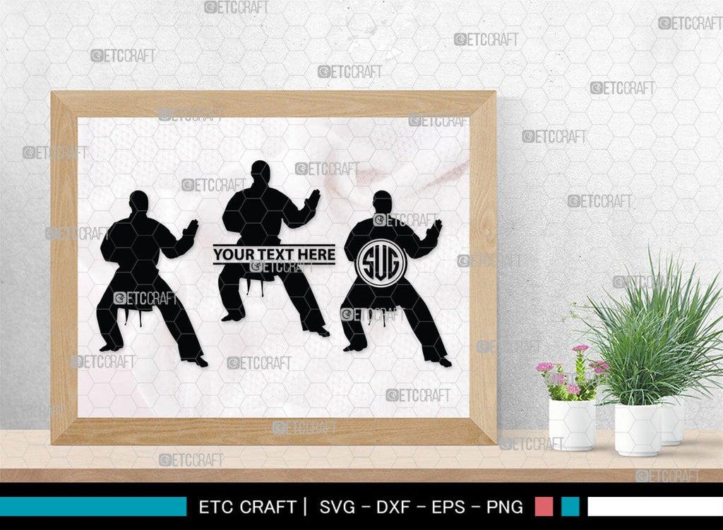 Karate Monogram, Karate Silhouette, Martial Arts Silhouette Svg, Karate ...