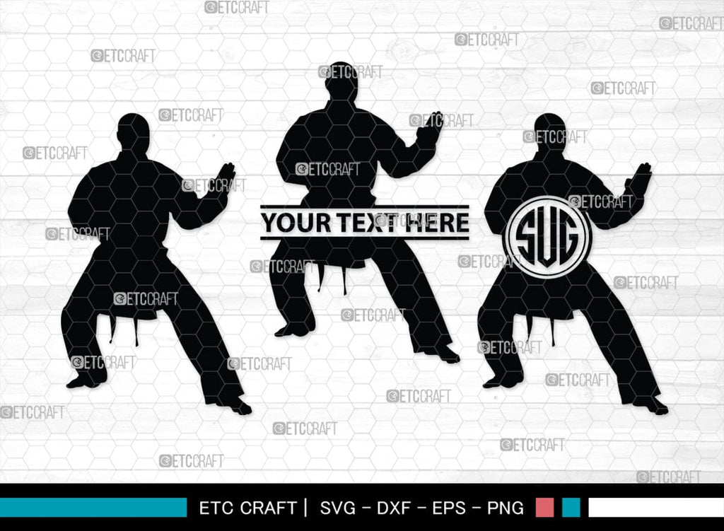 Karate Monogram, Karate Silhouette, Martial Arts Silhouette Svg, Karate ...