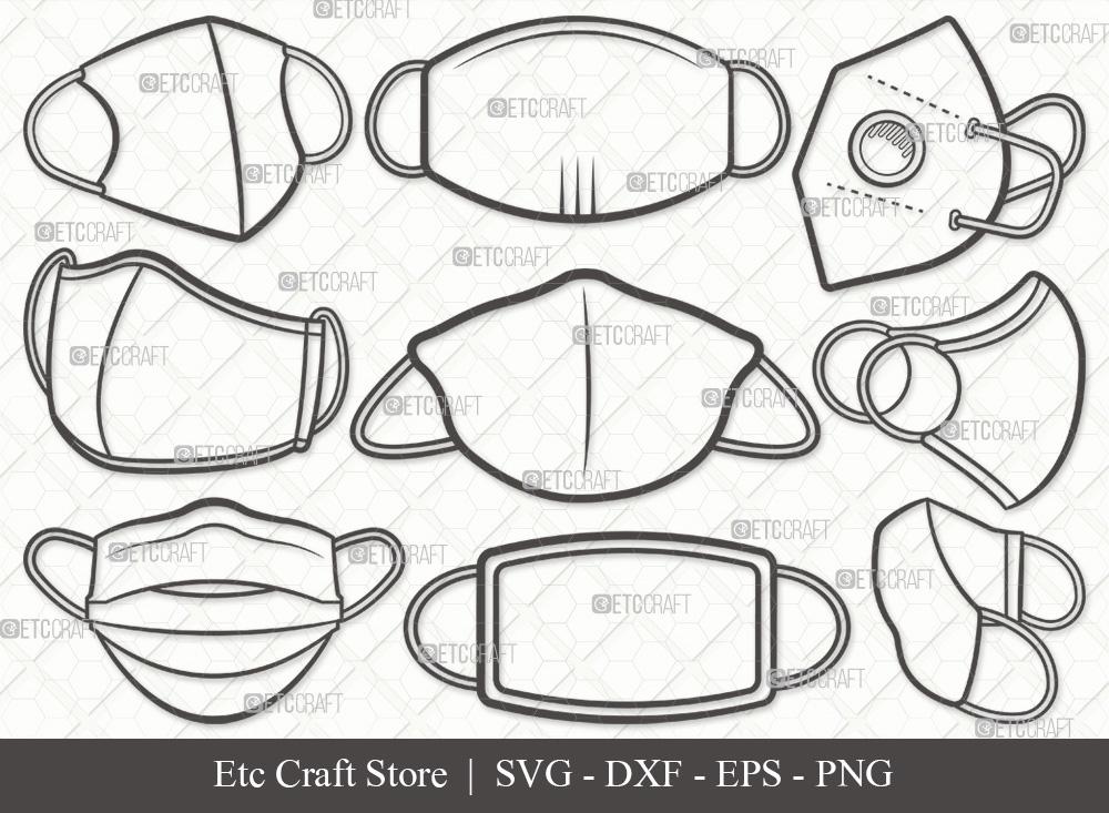 Masks Outline SVG Cut File | Mask Svg | Face Mask Svg | Medical Mask ...