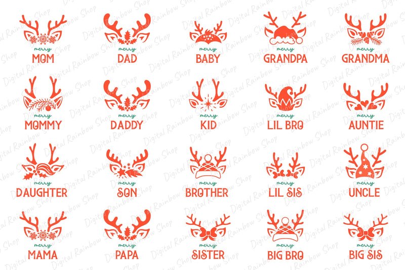 Matching Christmas family shirts svg bundle with reindeer - So Fontsy
