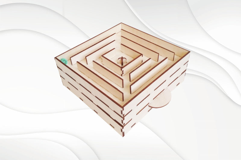 Maze game in 3 floors, design for laser cut. Laser cutting pattern. - So Fontsy