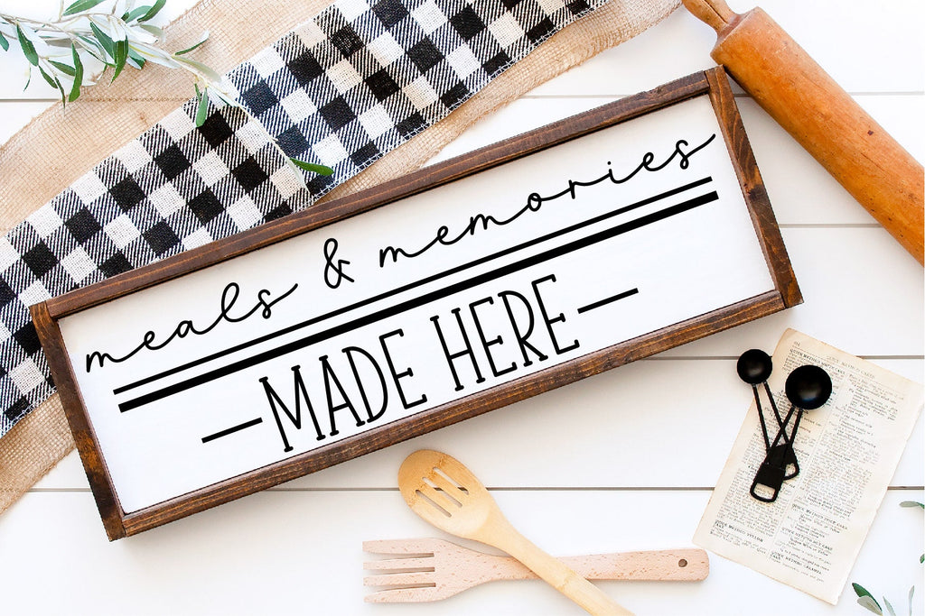 Meals and Memories Made Here SVG-Farmhouse Kitchen SVG - So Fontsy