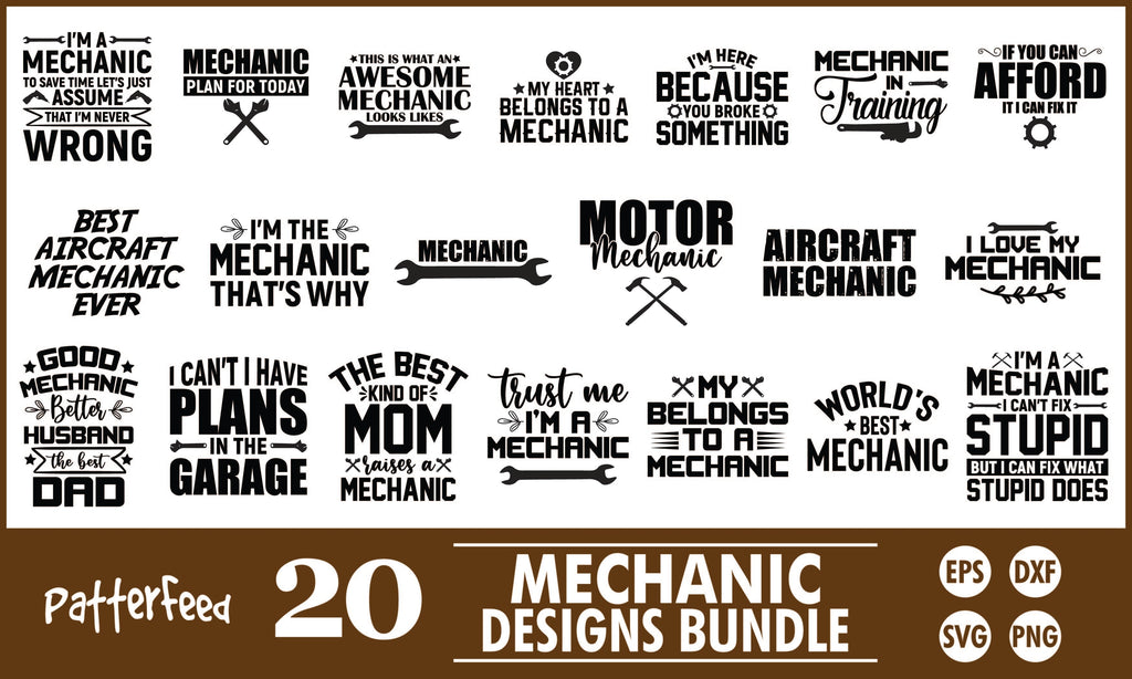 Mechanic SVG Designs Bundle - So Fontsy