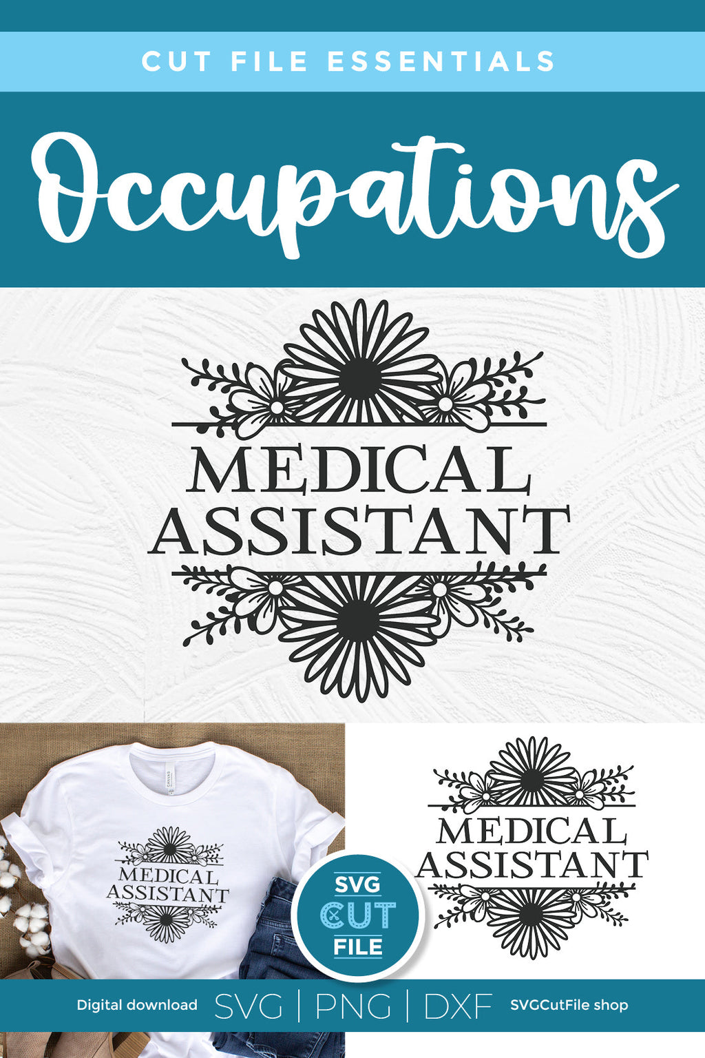 Medical Assistant with Flower Frame - So Fontsy