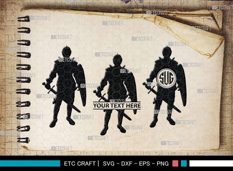 Medieval Knight Monogram, Medieval Knight Silhouette, Medieval Knight ...