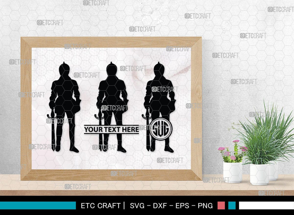 Medieval Knight Monogram, Medieval Knight Silhouette, Medieval Knight ...