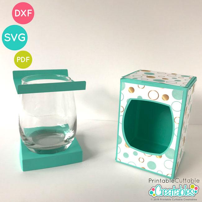 Medium Stemless Wine Glass Box SVG - So Fontsy