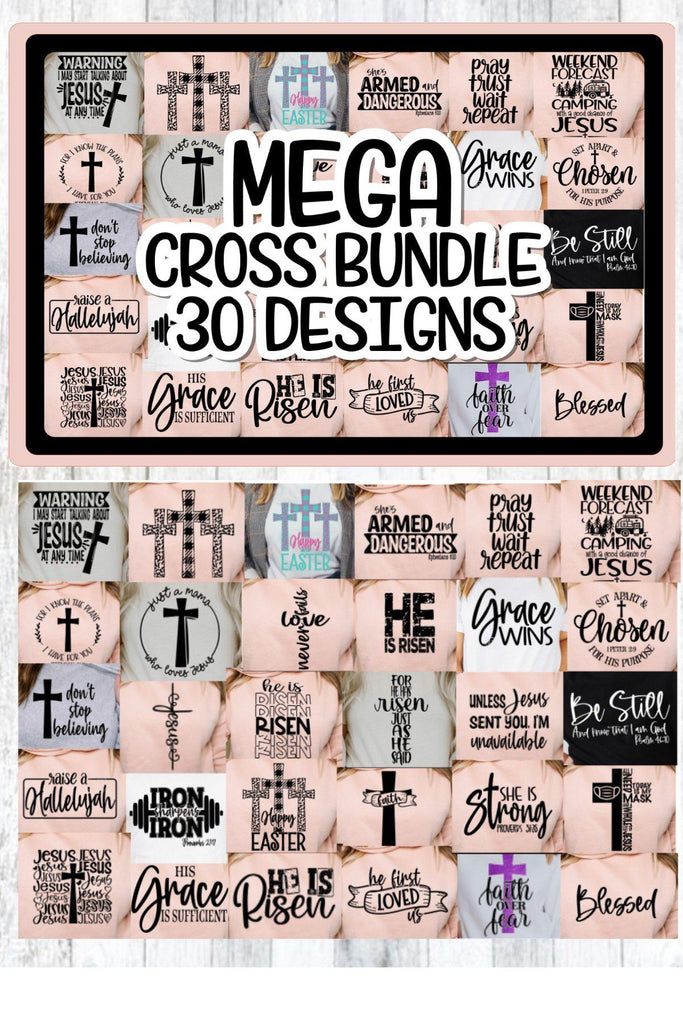 MEGA CROSS BUNDLE - 30 DESIGNS - EASTER SVG PNG EPS DXF - So Fontsy