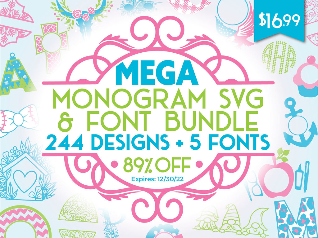 Mega Monogram SVG and Font Bundle - So Fontsy