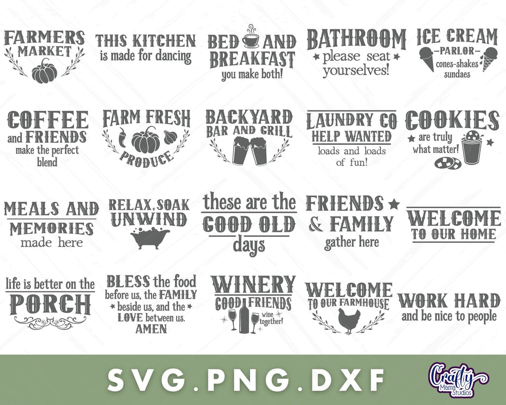 MEGA Round Door Sign Svg Bundle | Round Farmhouse Signs - So Fontsy