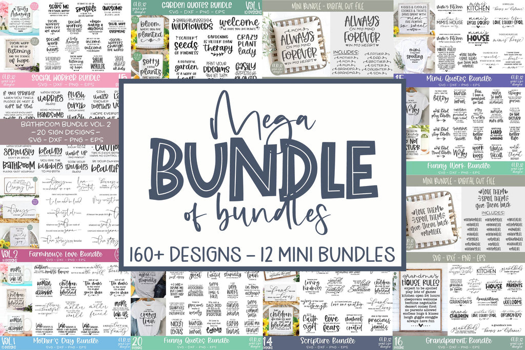 Mega SVG Bundle | Huge Bundle of Bundles | 160 SVG Designs - So Fontsy