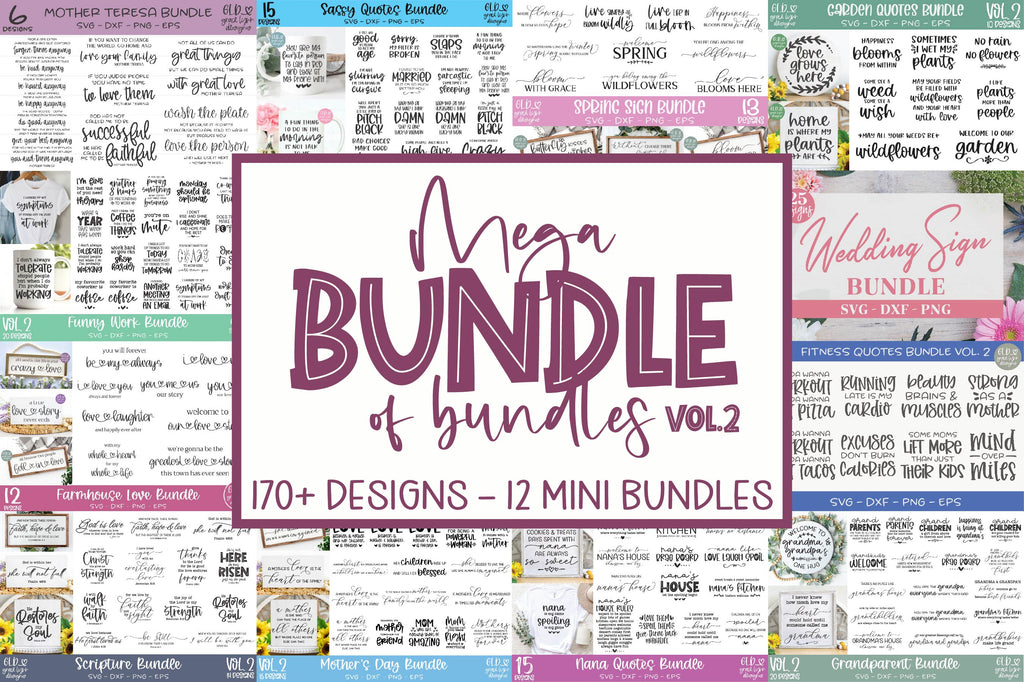 Mega SVG Bundle Vol. 2 | Huge Bundle of Bundles | 170 SVG Designs - So ...
