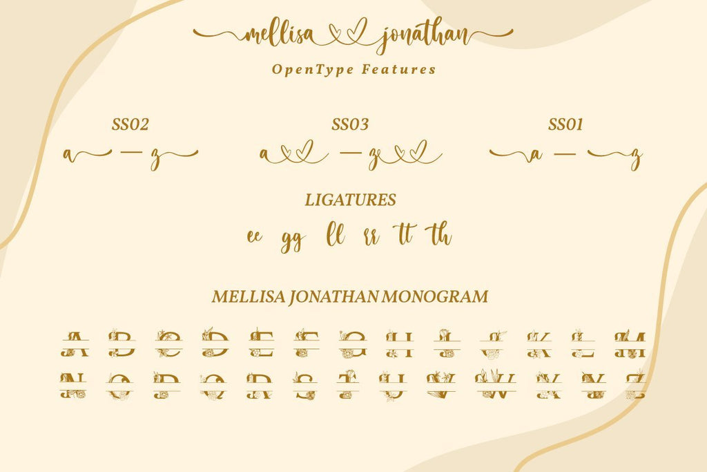 Mellisa Jonathan (Script & Split Monogram Font) - So Fontsy