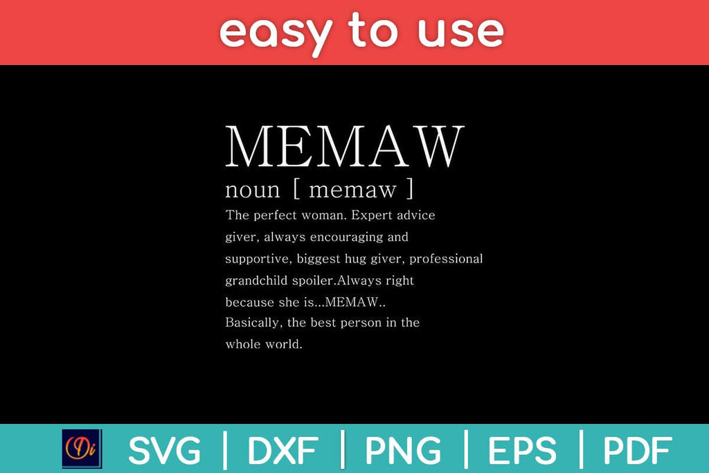 Memaw Definition Grandma Mother Day Svg Cutting File - So Fontsy