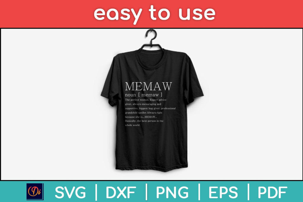 Memaw Definition Grandma Mother Day Svg Cutting File - So Fontsy